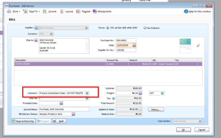 How To Prefill the Comment Fields on MYOB Bills and Invoices – Interfy Help